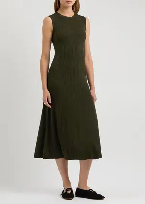 FRAME Ribbed-knit Midi Dress