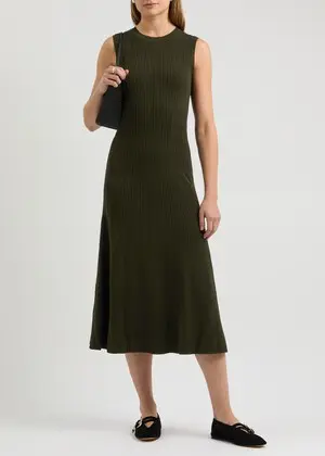 FRAME Ribbed-knit Midi Dress