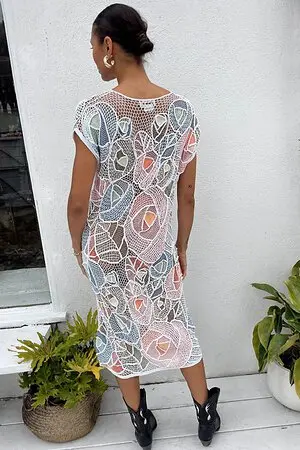 MADLY VINTAGE Hand Crochet 80s Midi Dress