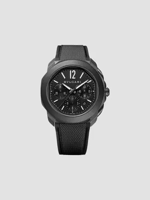 BVLGARI Octo Roma Stainless Steel, Rubber & Alligator Leather Chronograph Watch/42mm - Black
