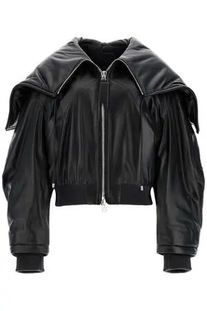 Attico Nappa Bomber Jacket With Oversized Hood