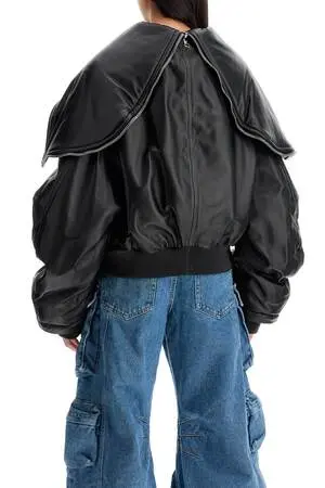 Attico Nappa Bomber Jacket With Oversized Hood