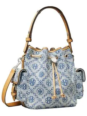 Tory Burch T Monogram Bucket Bag - Blue