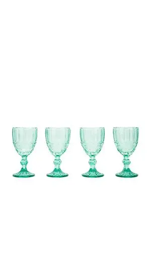 CHEFANIE Teal Stem Glasses Set Of 4 In Teal