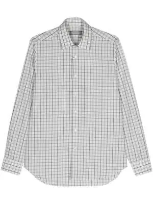 Canali Check-pattern Cotton Shirt - Green