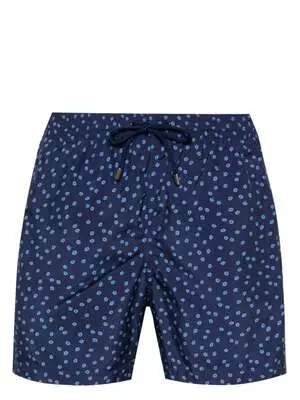 Canali Floral-print Swim Shorts - Blue