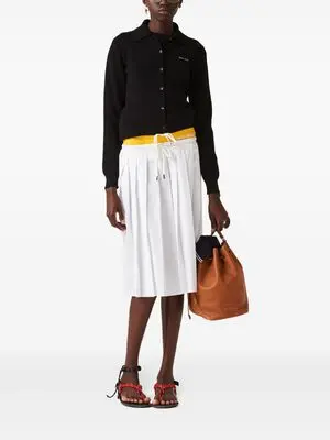 Miu Miu Intarsia-knit Logo Cardigan - Black
