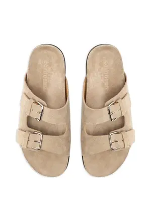 SCAROSSO Enea Suede Slides - Neutrals