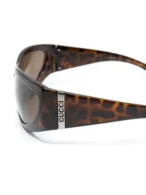 Gucci Tortoiseshell Biker-frame Sunglasses