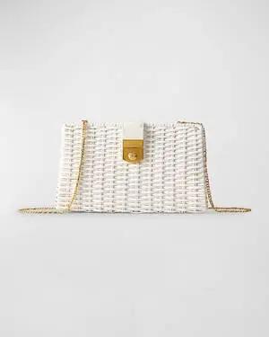 Veronica Beard The Crest Lock Basket Clutch Bag