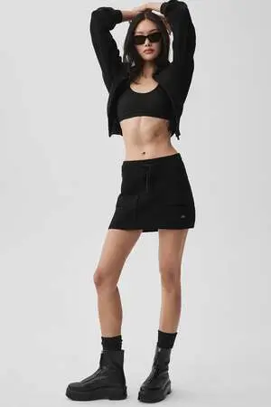 Alo Yoga Scholar Knit Cargo Skirt Black