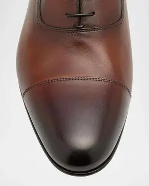 Santoni Darian Calfskin Leather Oxfords - Black