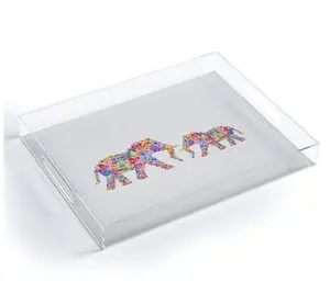 DENY DESIGNS Acrylic Tray -floral Elephants Orara Studio - One-color