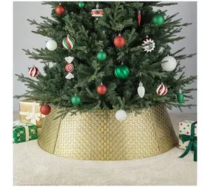 GLITZHOME 40' Basket Weave Textured Metal Tree Llar - One-color