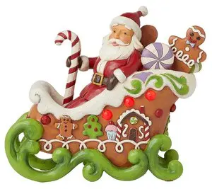 JIM SHORE Gingerbread Santa Led Fig - One-color