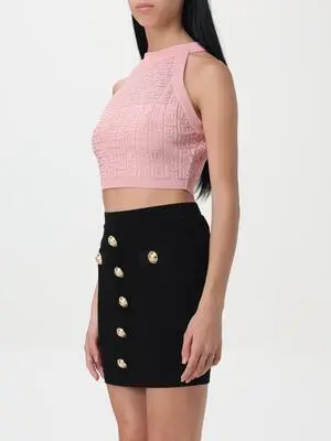 Balmain Cropped Knit Top - Salmon