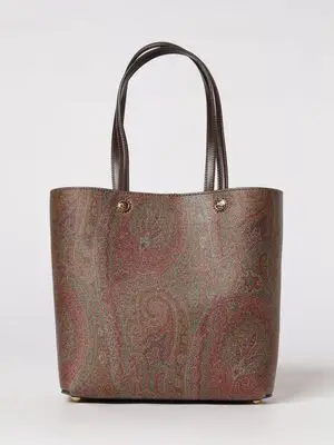 Etro Paisley Print Coated Cotton Shoulder Bag - Brown