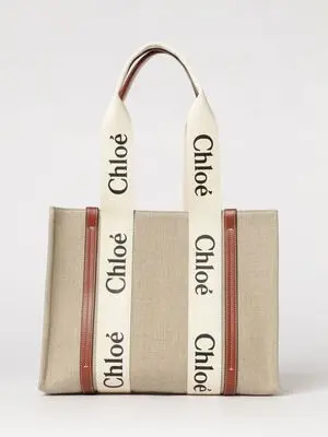 Chloé Chloé Woody Linen Tote Bag Brown