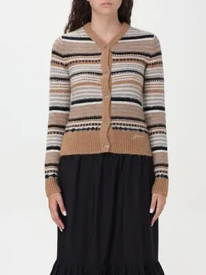GANNI Striped Cardigan - Brown