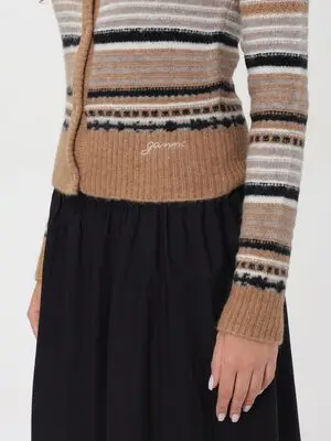 GANNI Striped Cardigan - Brown