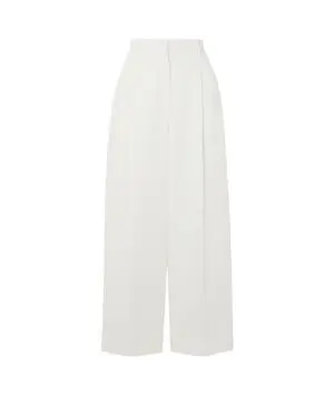 TOD'S Pleated Linen Wide-leg Pants