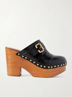 Chloé Jeanette Studded Platform Clogs - Black