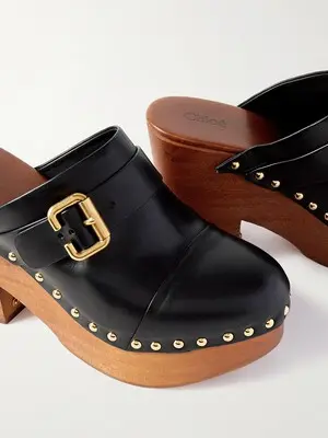 Chloé Jeanette Studded Platform Clogs - Black