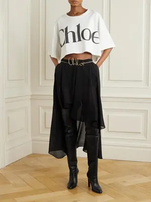 Chloé Asymmetric Layered Pleated Silk-georgette Midi Skirt
