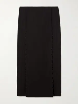 Chloé Scalloped Twill Midi Skirt - Black