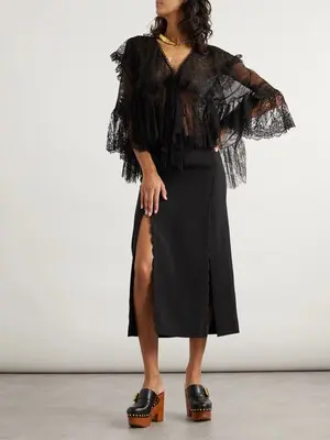 Chloé Scalloped Twill Midi Skirt