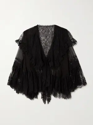 Chloé Lace-trimmed Embroidered Silk-chiffon Blouse