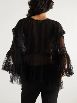 Chloé Lace-trimmed Embroidered Silk-chiffon Blouse