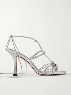 JIMMY CHOO Jemma 90 Embellished Metallic Leather Sandals