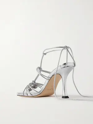 JIMMY CHOO Jemma 90 Embellished Metallic Leather Sandals