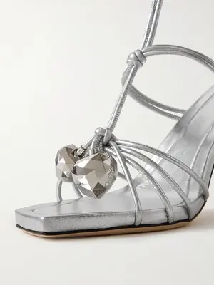 JIMMY CHOO Jemma 90 Embellished Metallic Leather Sandals