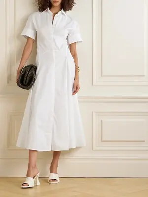 Victoria Beckham Paneled Cotton-poplin Midi Shirt Dress