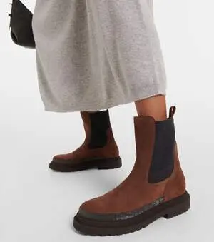 Brunello Cucinelli Monili Suede Chelsea Boots