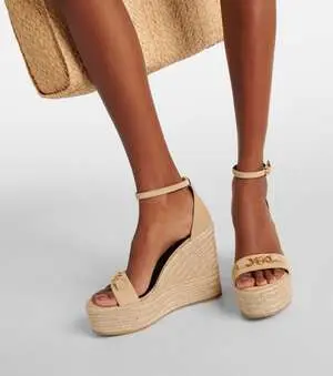 Versace Medusa '95 Leather Wedge Sandals - Neutrals