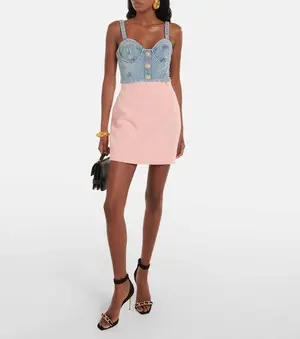 Balmain Cropped Denim Bustier