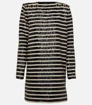 Balmain Sequined Striped Minidress