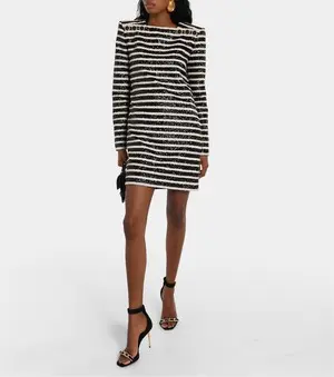 Balmain Sequined Striped Minidress