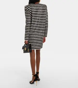 Balmain Sequined Striped Minidress