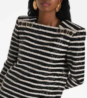 Balmain Sequined Striped Minidress