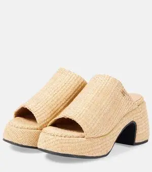 GANNI Butterfly Raffia Platform Mules