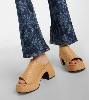 GANNI Butterfly Raffia Platform Mules