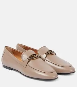 TOD'S Logo Leather Loafers