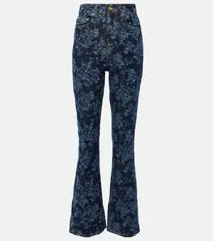 GANNI Printed High-rise Flare Jeans
