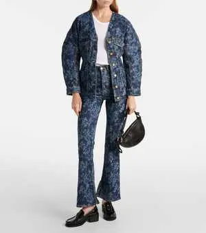 GANNI Printed High-rise Flare Jeans