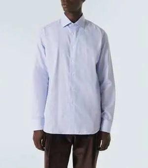 Canali Striped Cotton Poplin Shirt