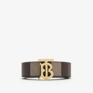 Burberry Reversible Check Tb Belt - Dark Birch Brown